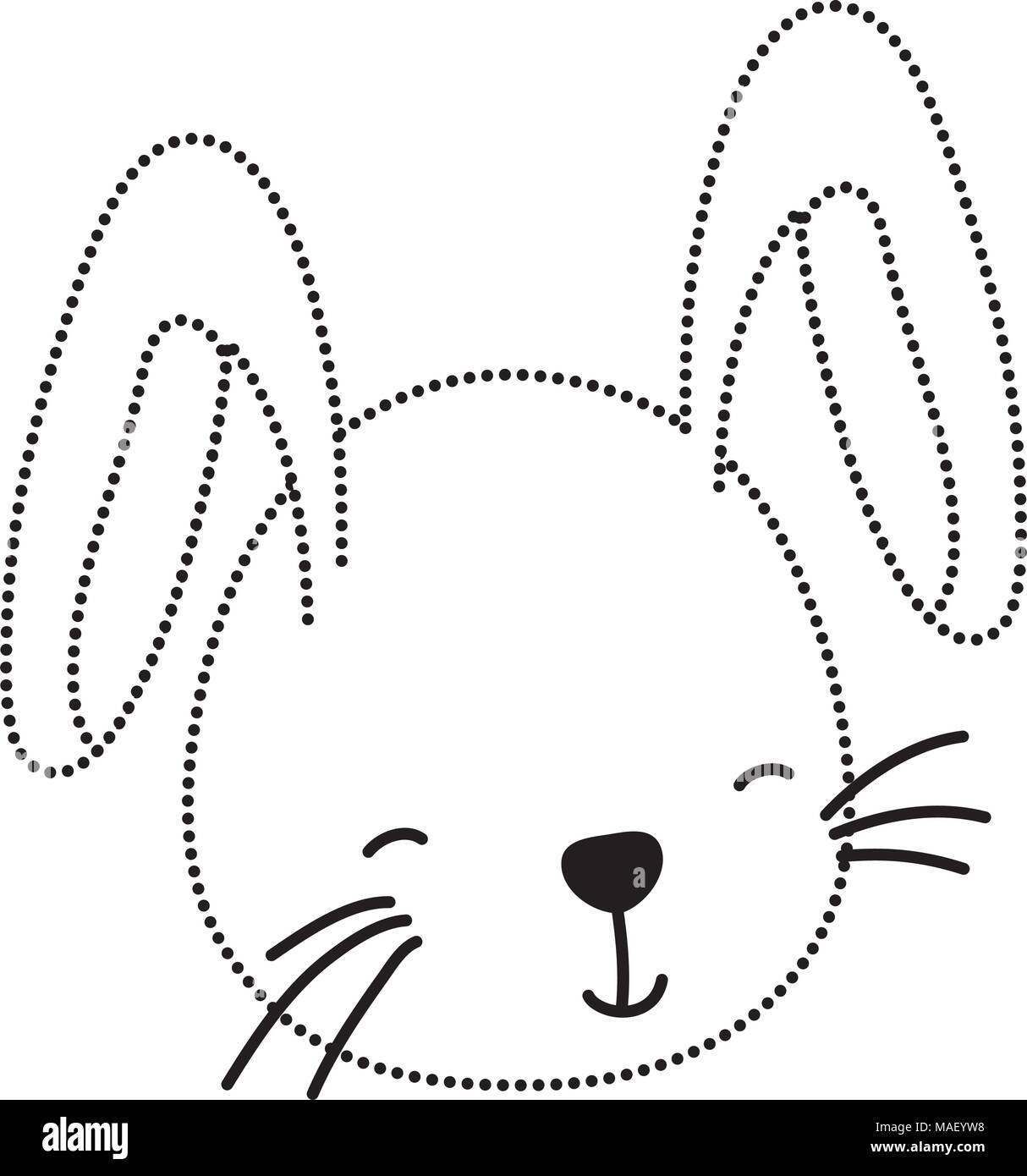 dotted shape cute rabbit head wild animal vector illustration Stock ...