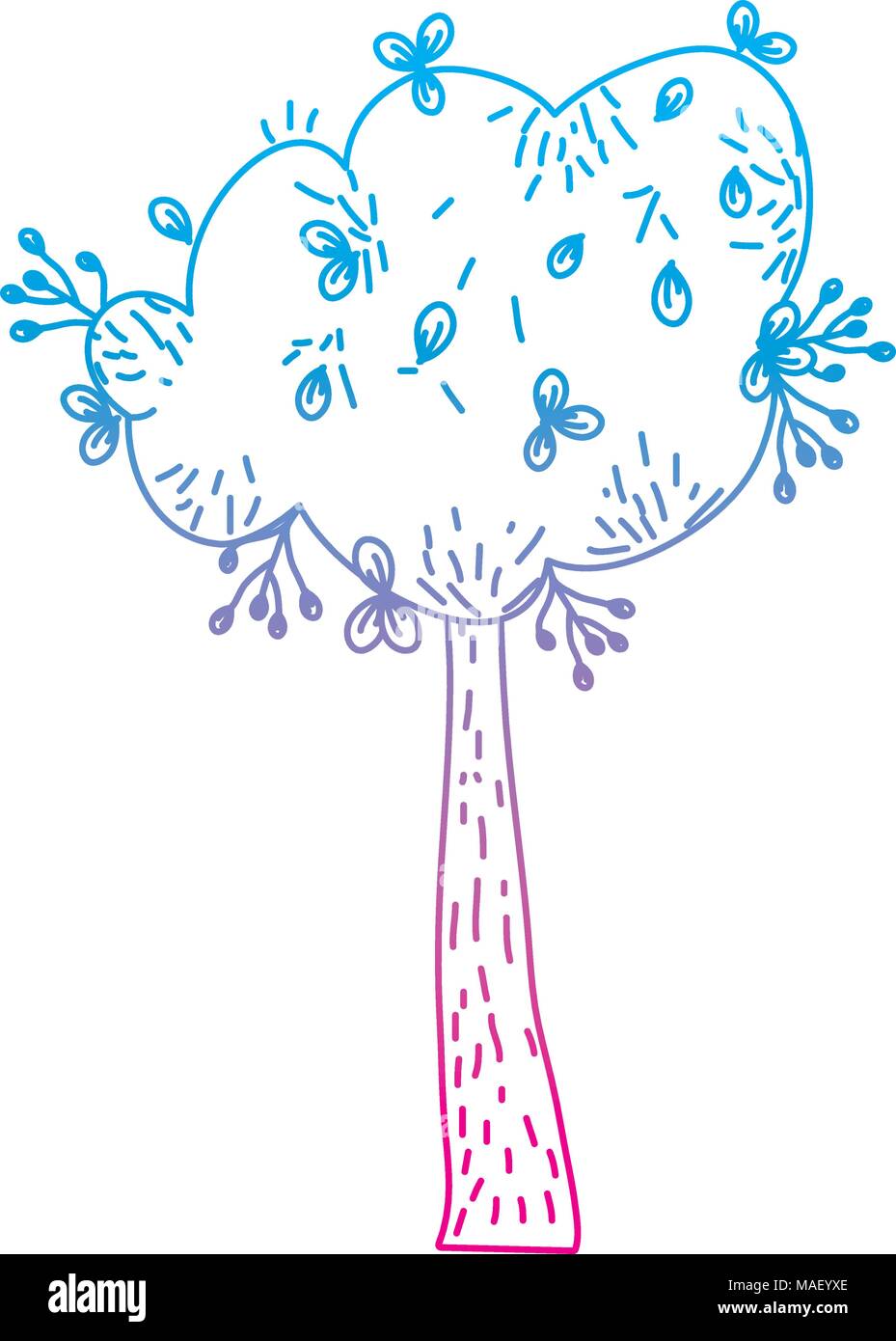 degraded line tropical tree leaves natural design vector illustration ...