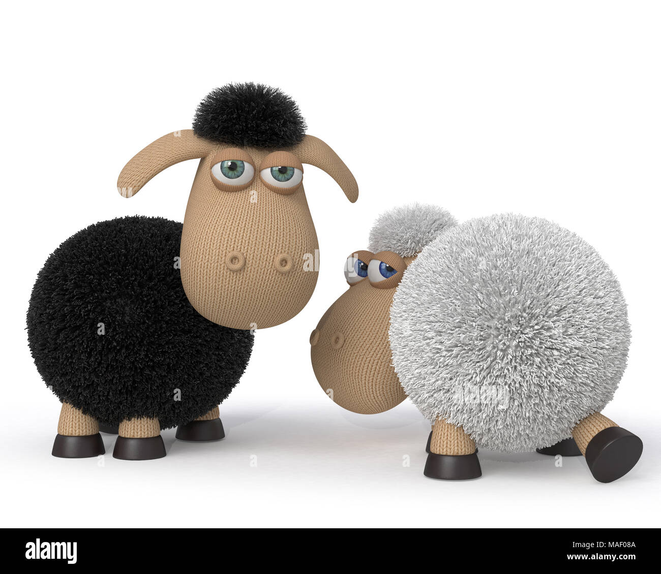 3d illustration funny fluffy sheep do different things/ fluffy farm ...