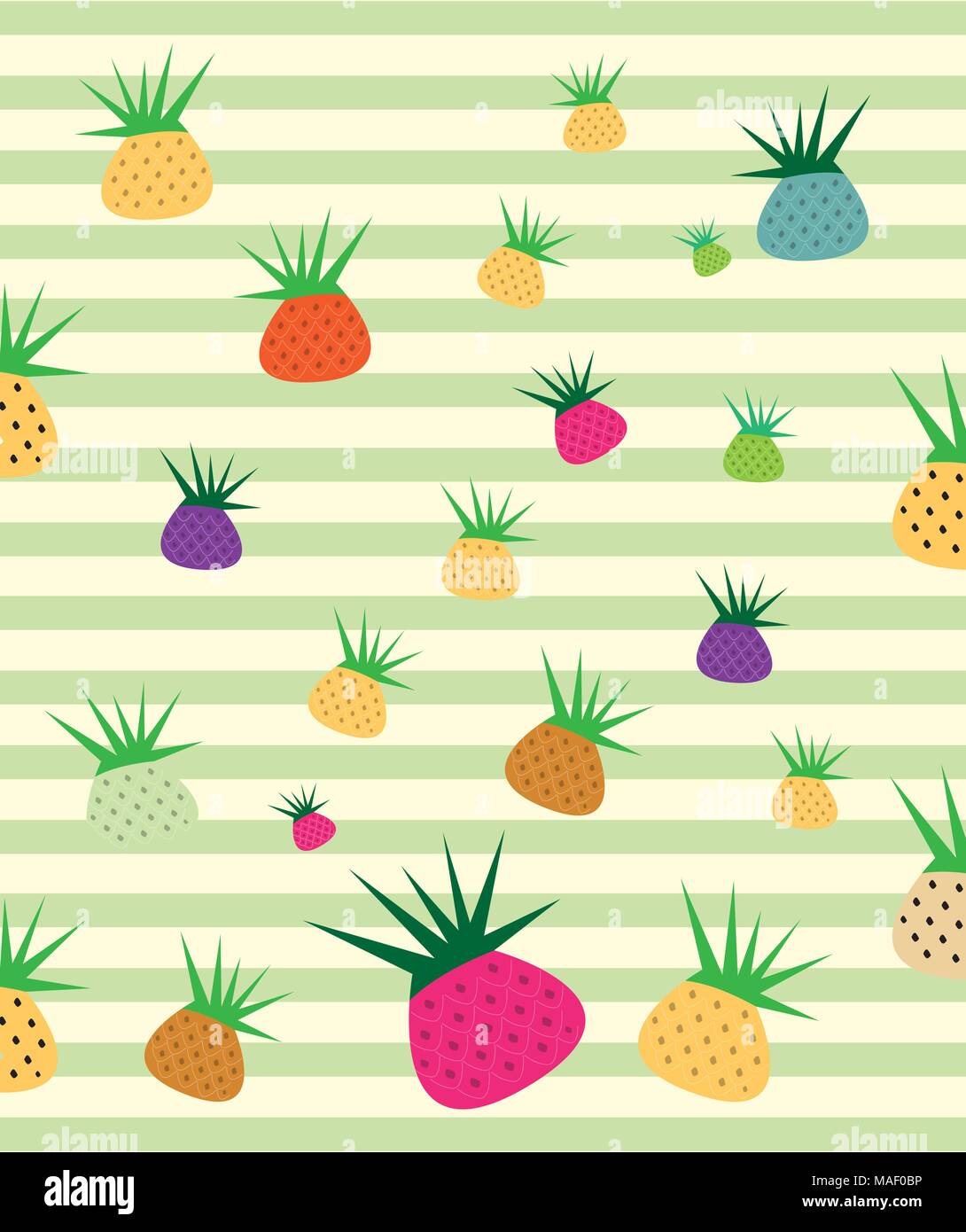 Cartoon pineapple fruit background Vector and Illustration Stock Vector ...