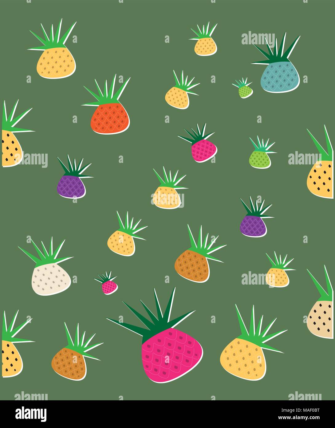 Cartoon pineapple fruit background Vector and Illustration Stock Vector ...