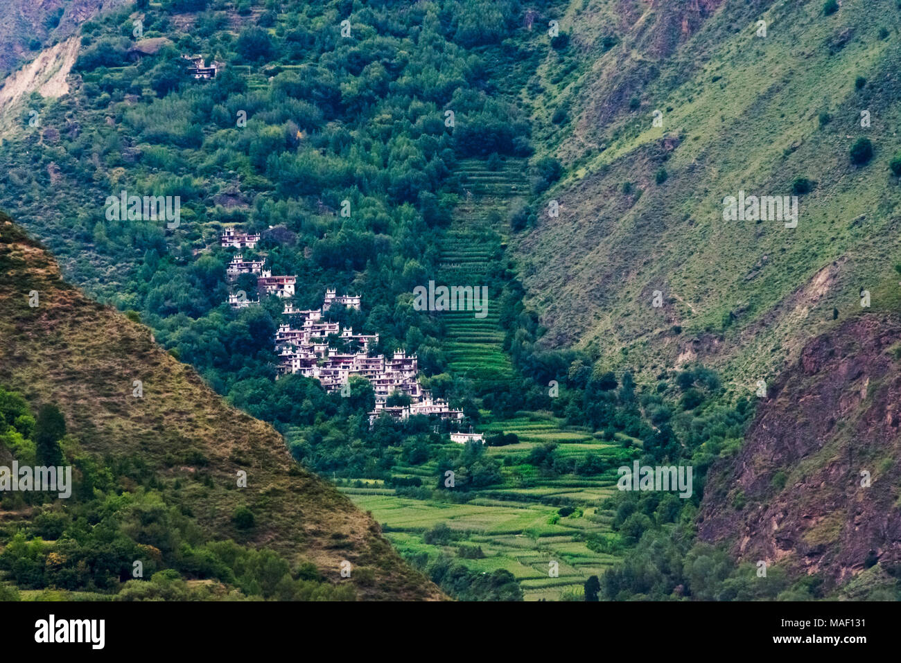 Tibetan village in the mountain, Jiaju, Danba County, Garze Tibetan ...