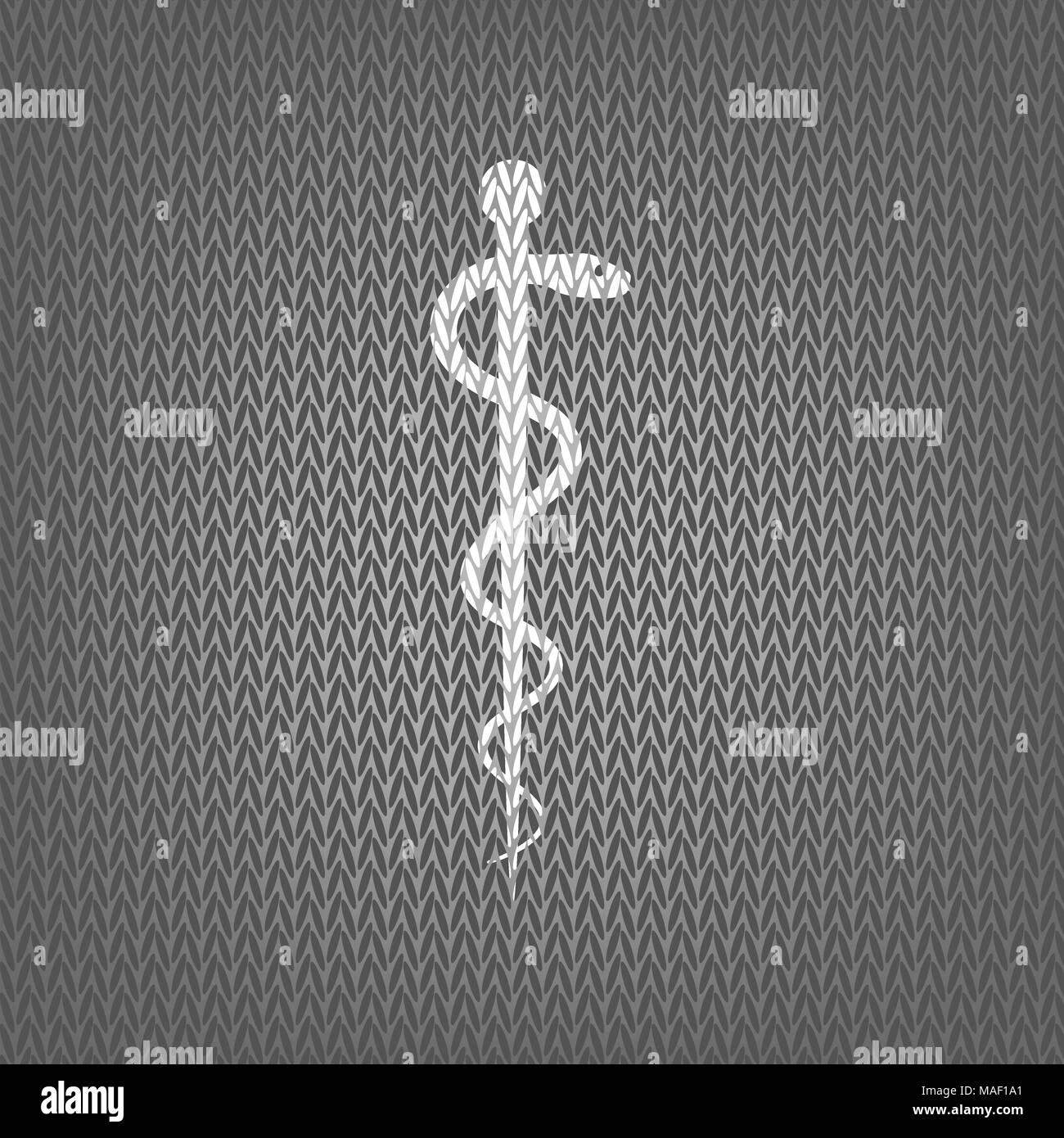 Symbol of the Medicine. Vector. White knitted icon on gray knitted ...