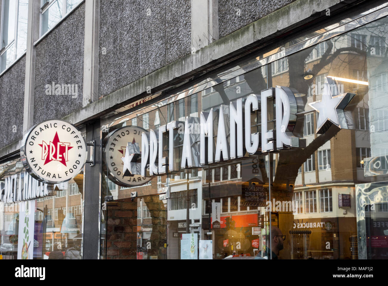 Pret A Manger shop front on Tottenham Court Road, London, UK Stock ...