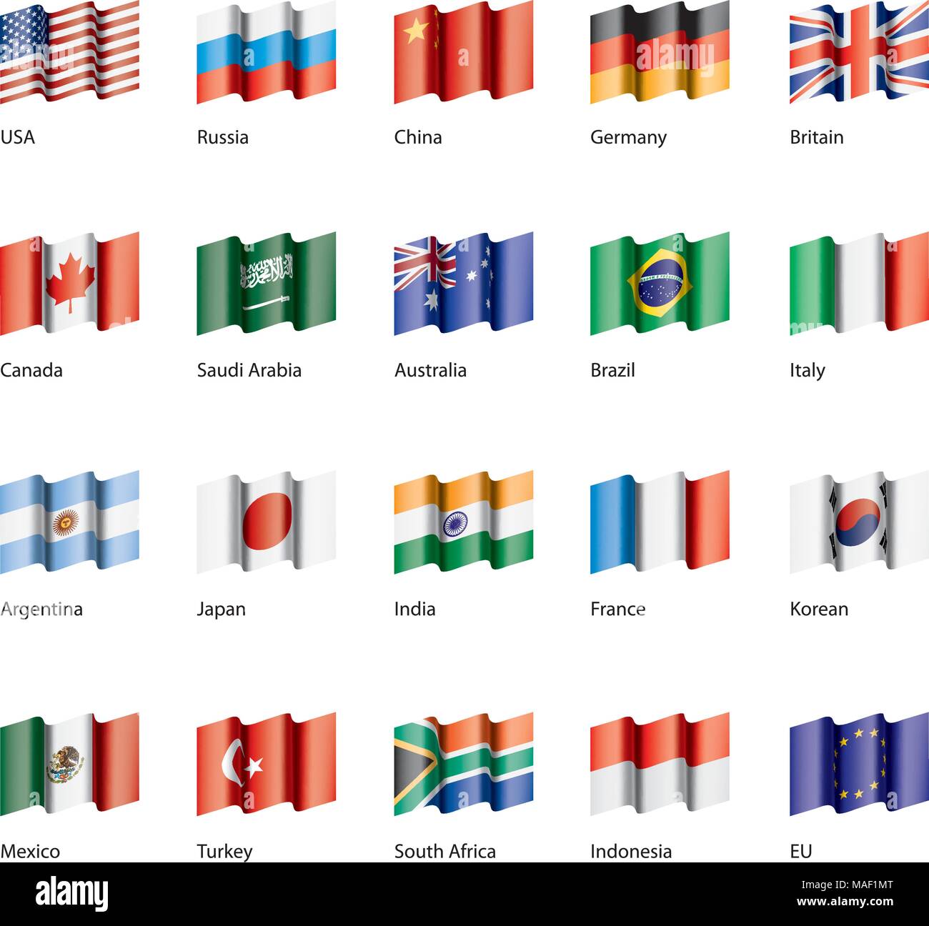 vector set of flags of the G20 Stock Vector Image & Art - Alamy