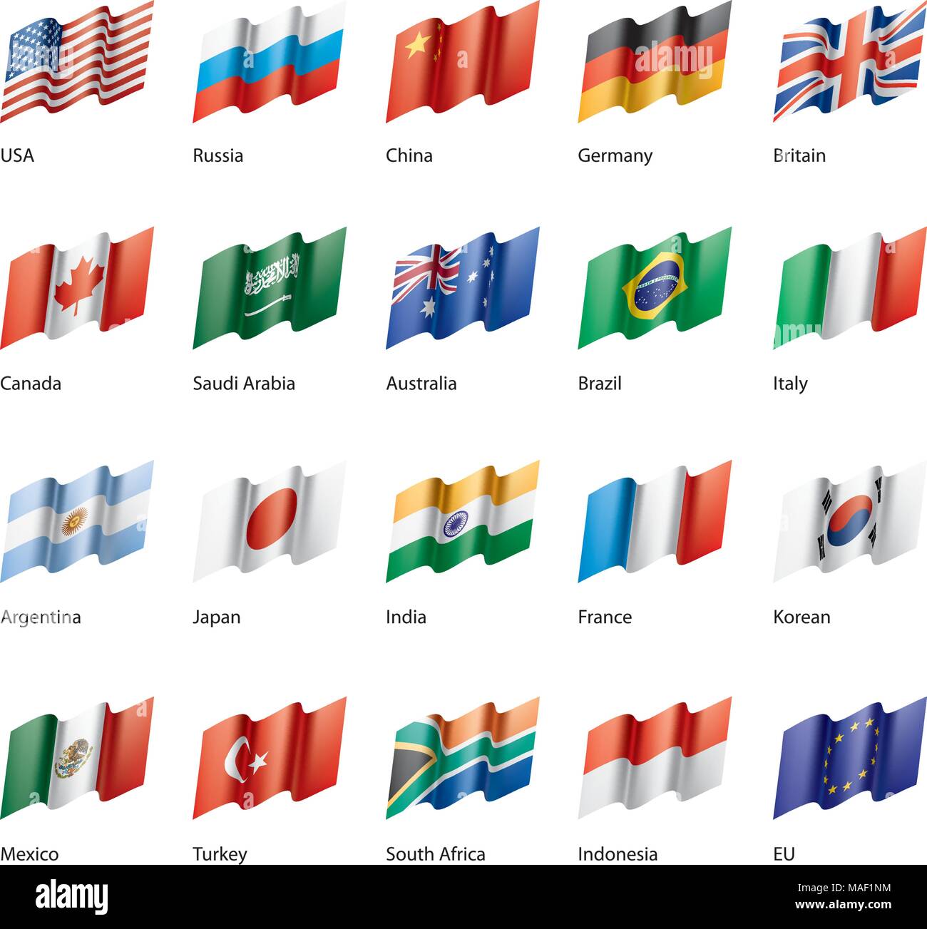 vector set of flags of the G20 Stock Vector Image & Art - Alamy