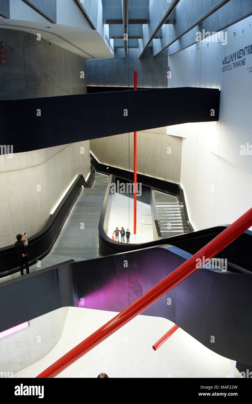 The interior of MAXXI, the National Museum of the 21st Century Arts, designed by Zaha Hadid ...