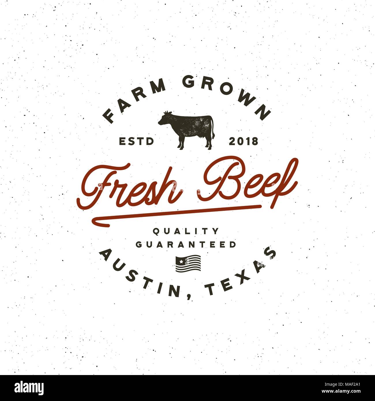 premium fresh beef label. retro styled meat shop emblem. vector ...