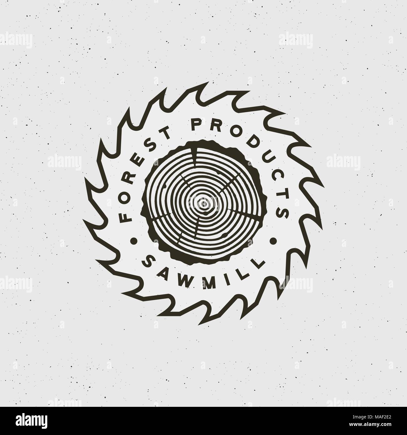 sawmill logo. retro styled woodwork emblem. vector illustration Stock ...