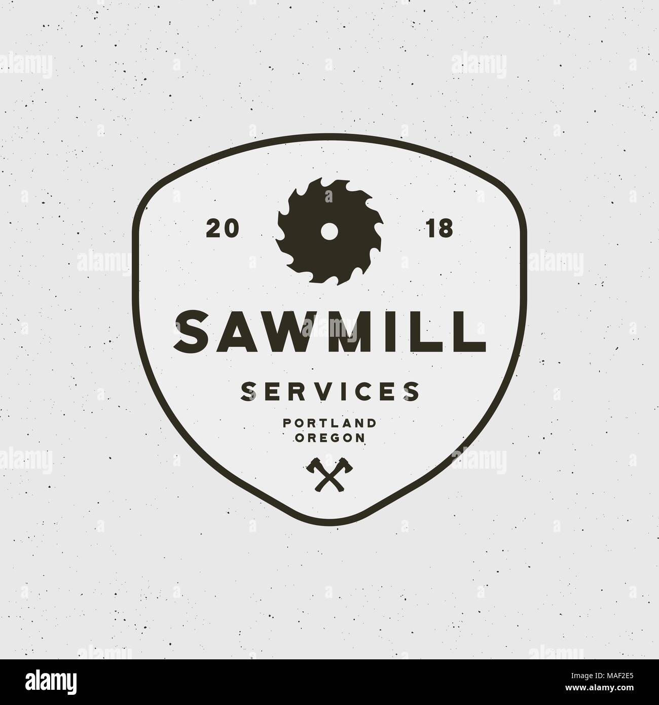 sawmill logo. retro styled woodwork emblem. vector illustration Stock ...