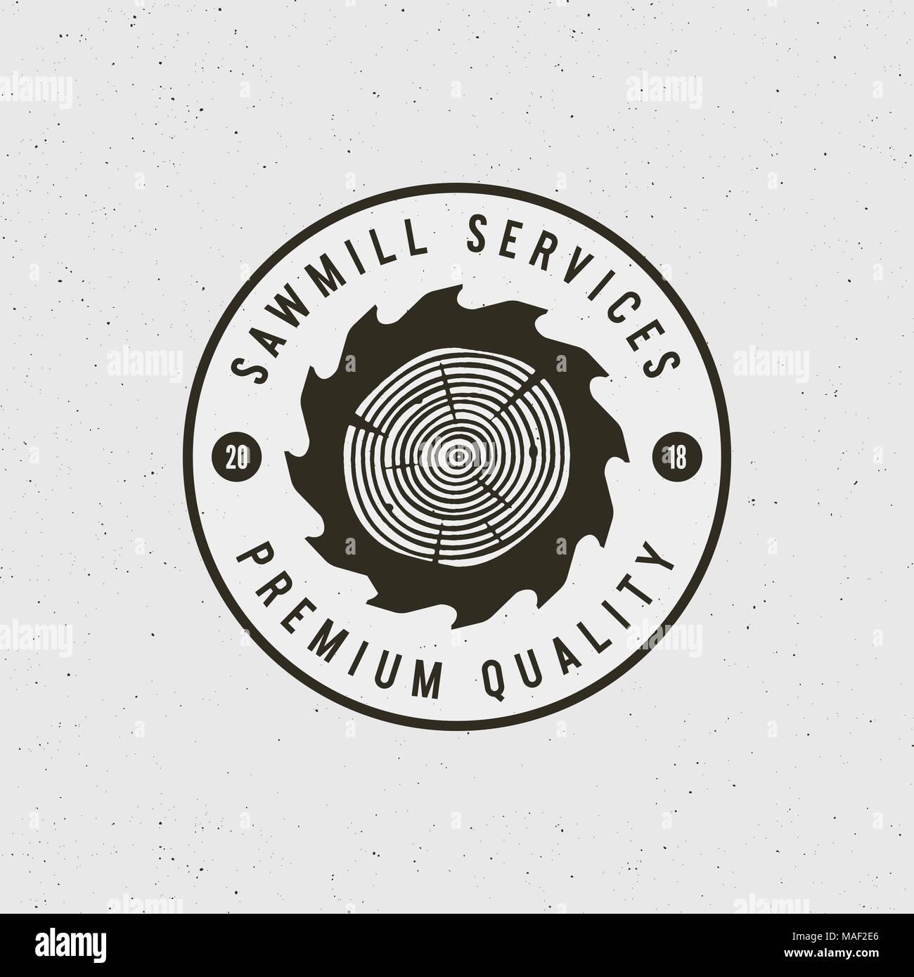 sawmill logo. retro styled woodwork emblem. vector illustration Stock ...