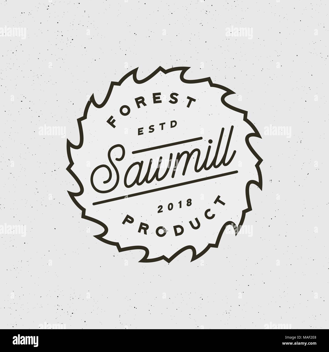 sawmill logo. retro styled woodwork emblem. vector illustration Stock ...