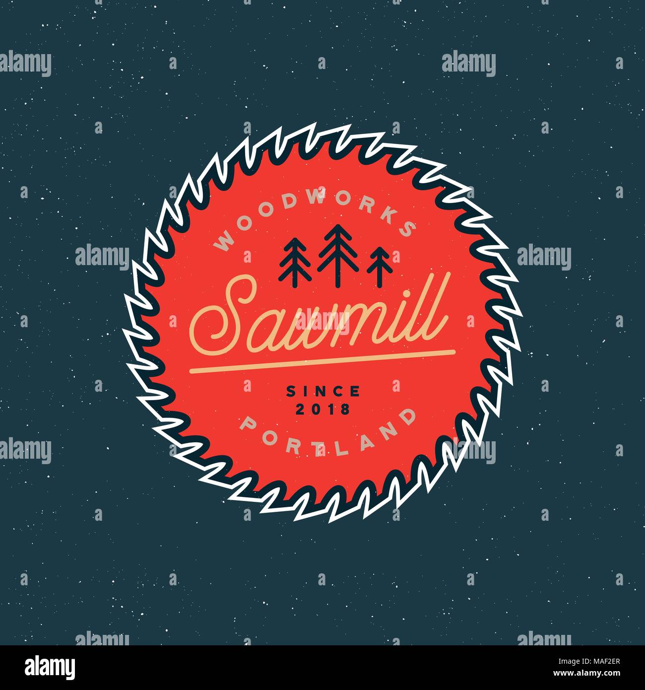 sawmill logo. retro styled woodwork emblem. vector illustration Stock ...