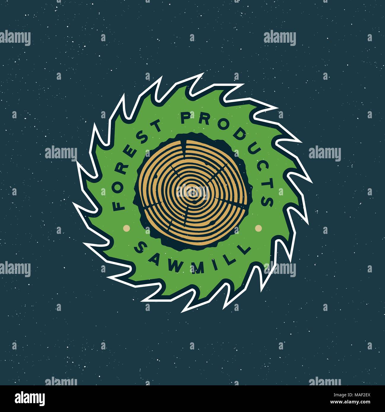 sawmill logo. retro styled woodwork emblem. vector illustration Stock ...