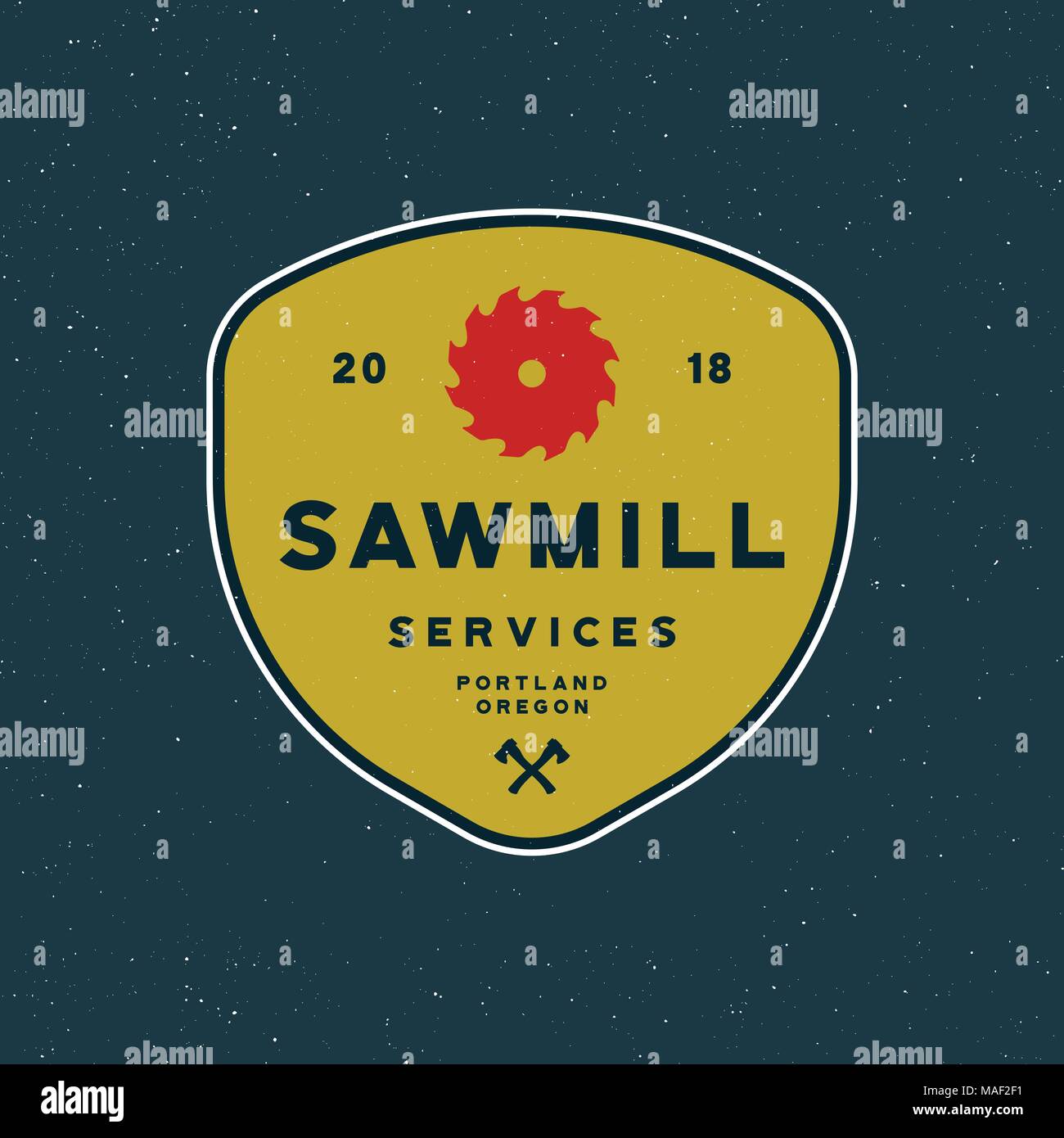 sawmill logo. retro styled woodwork emblem. vector illustration Stock ...