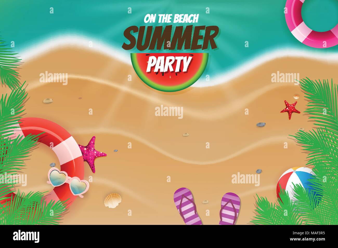Cartoon Beach Party Scene