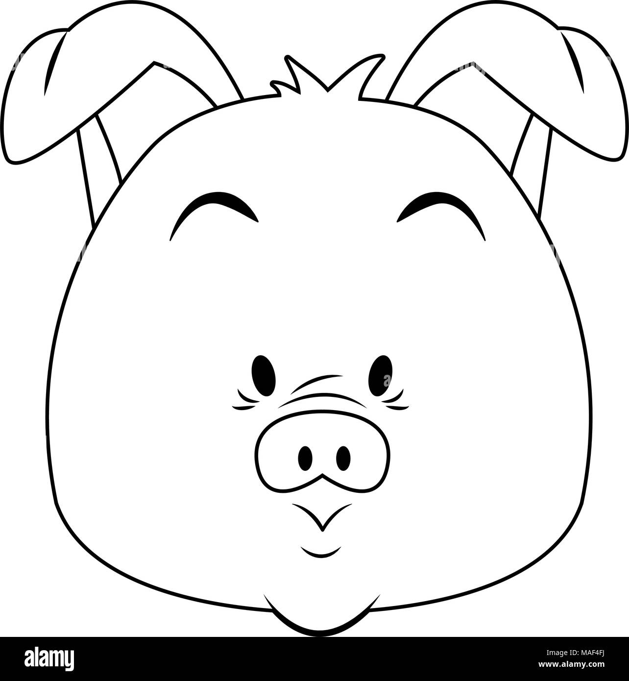 Cute Cartoon Wild Pig Black and White Stock Photos & Images - Alamy