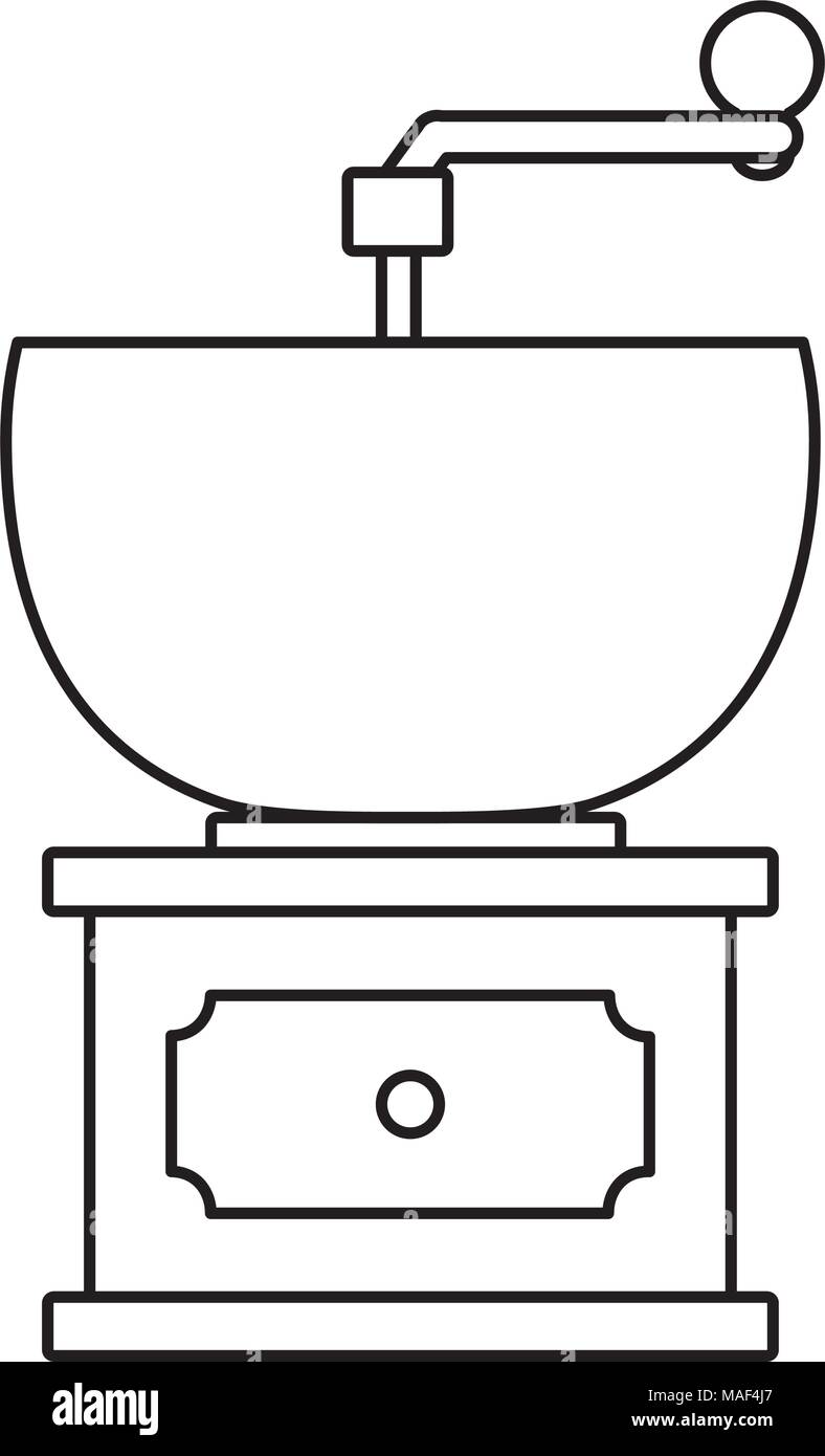 line coffee grinder machine to coffee texture vector illustration Stock ...