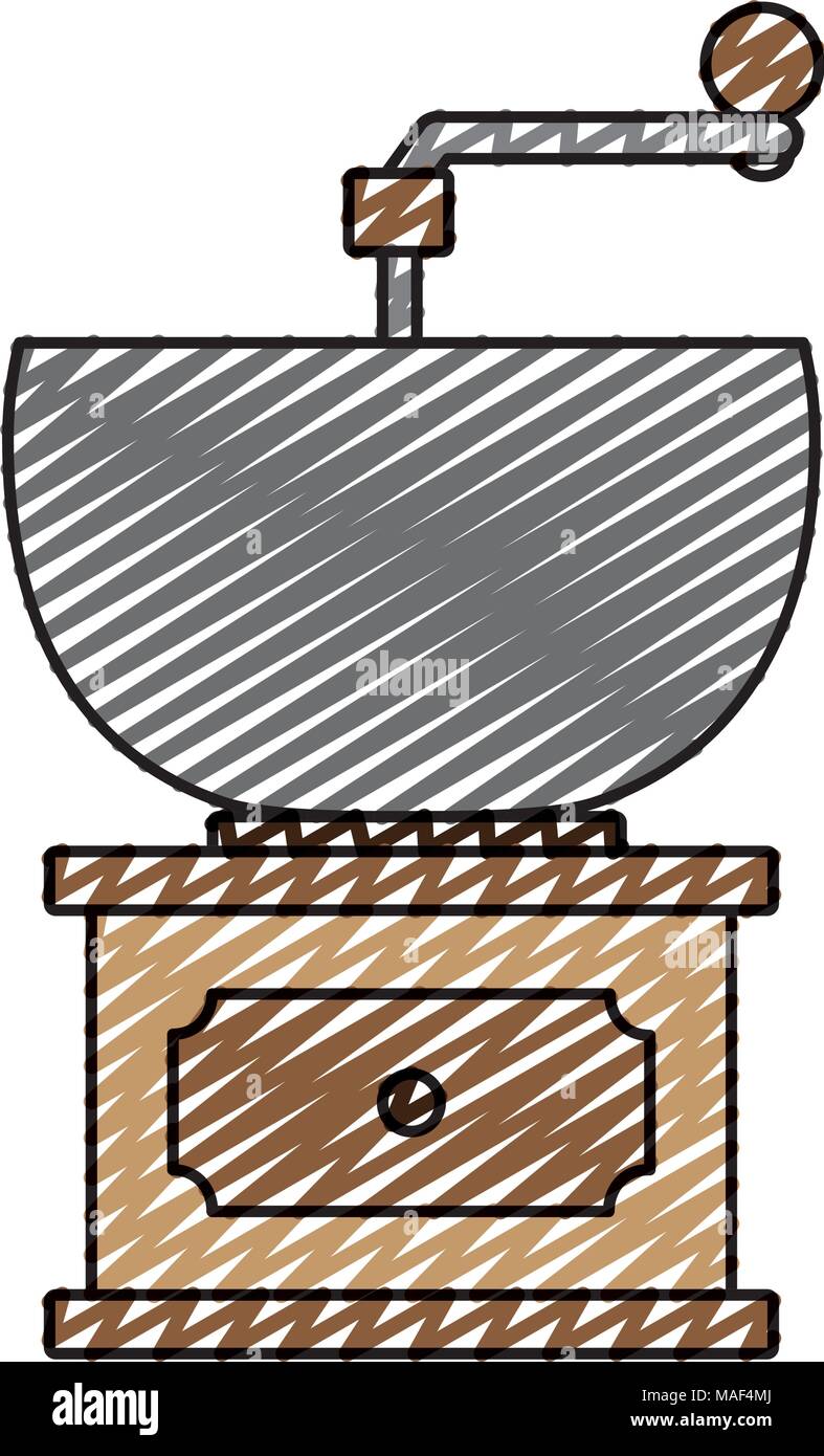 doodle coffee grinder machine to coffee texture vector illustration ...