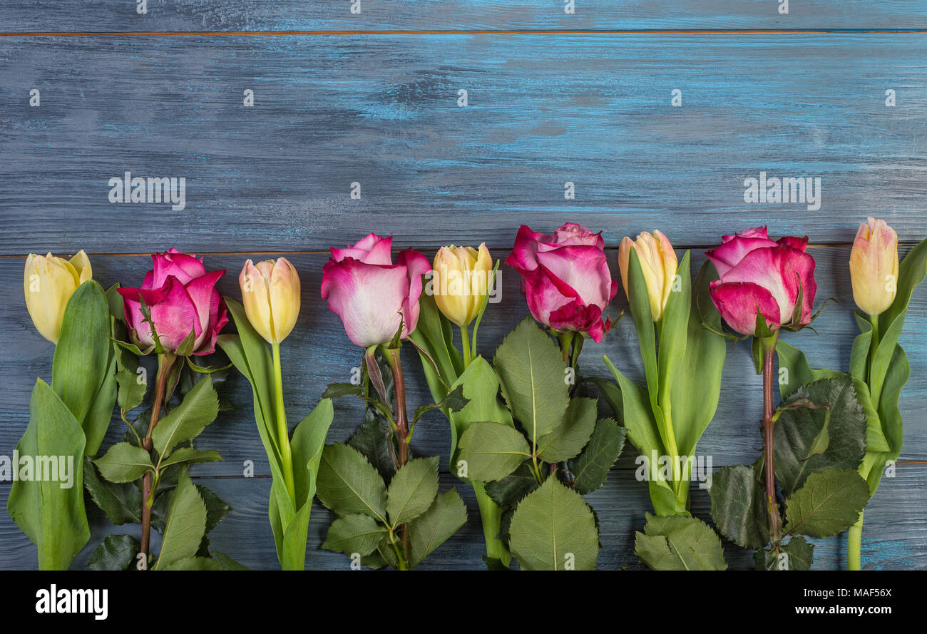 Bouquet fresh tulips roses hi-res stock photography and images - Alamy