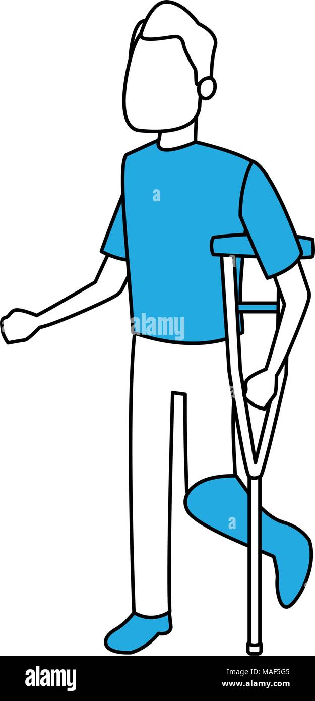 Man walking with leg cast Stock Vector Image & Art - Alamy