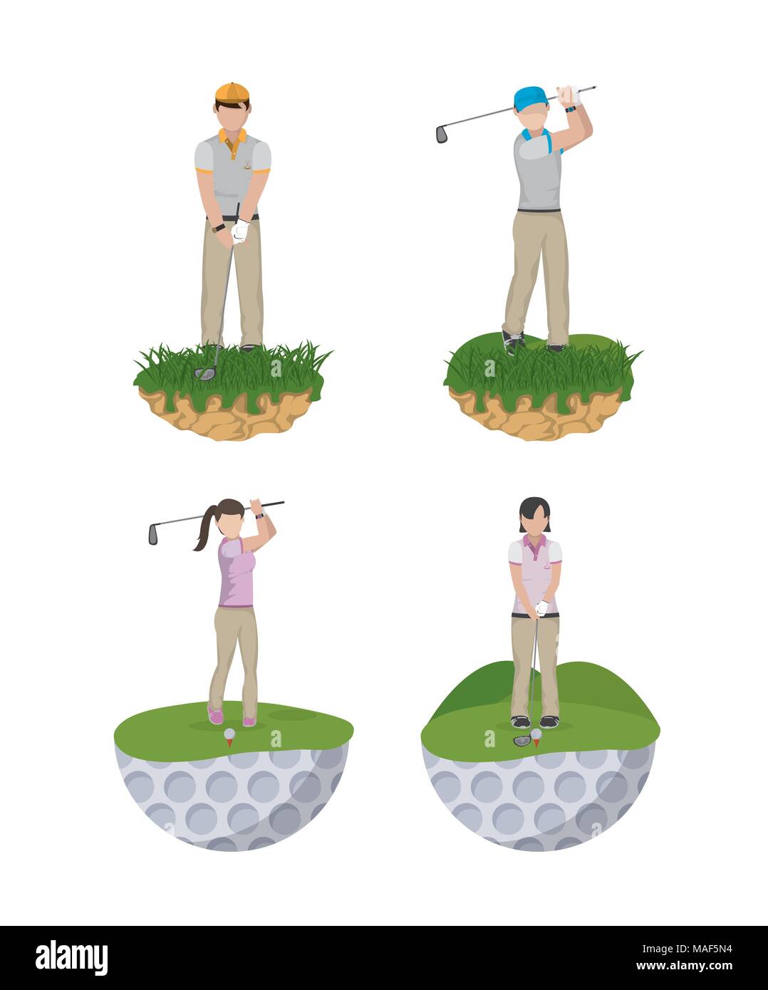 Set of Golf player cartoons vector illustration graphic design Stock ...