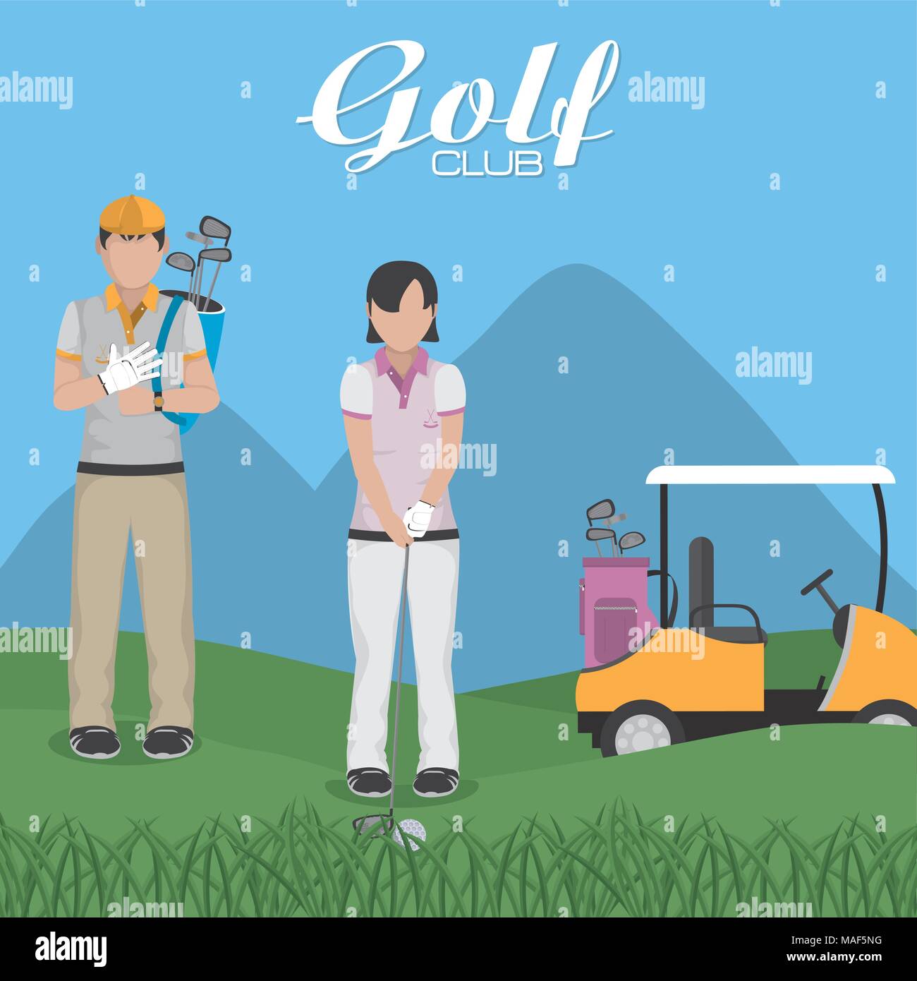 Golf players at camp cartoon vector illustration graphic design Stock ...