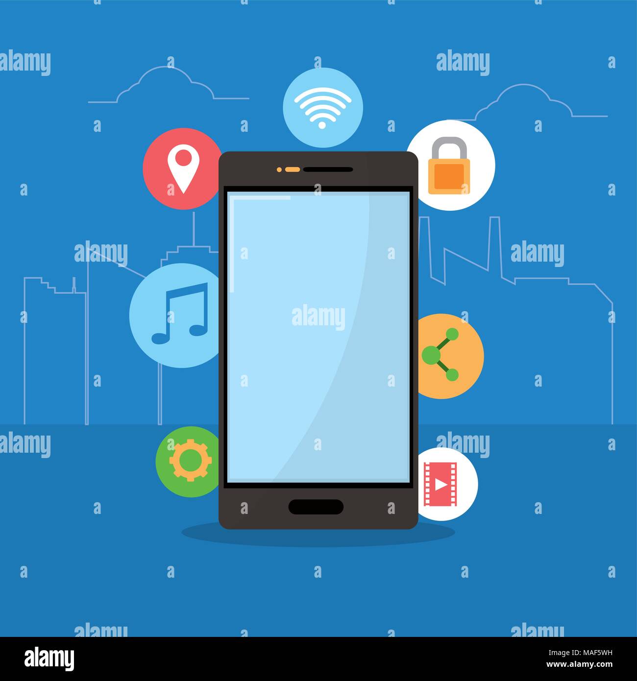 Smartphone with social media icons vector illustration graphic design ...