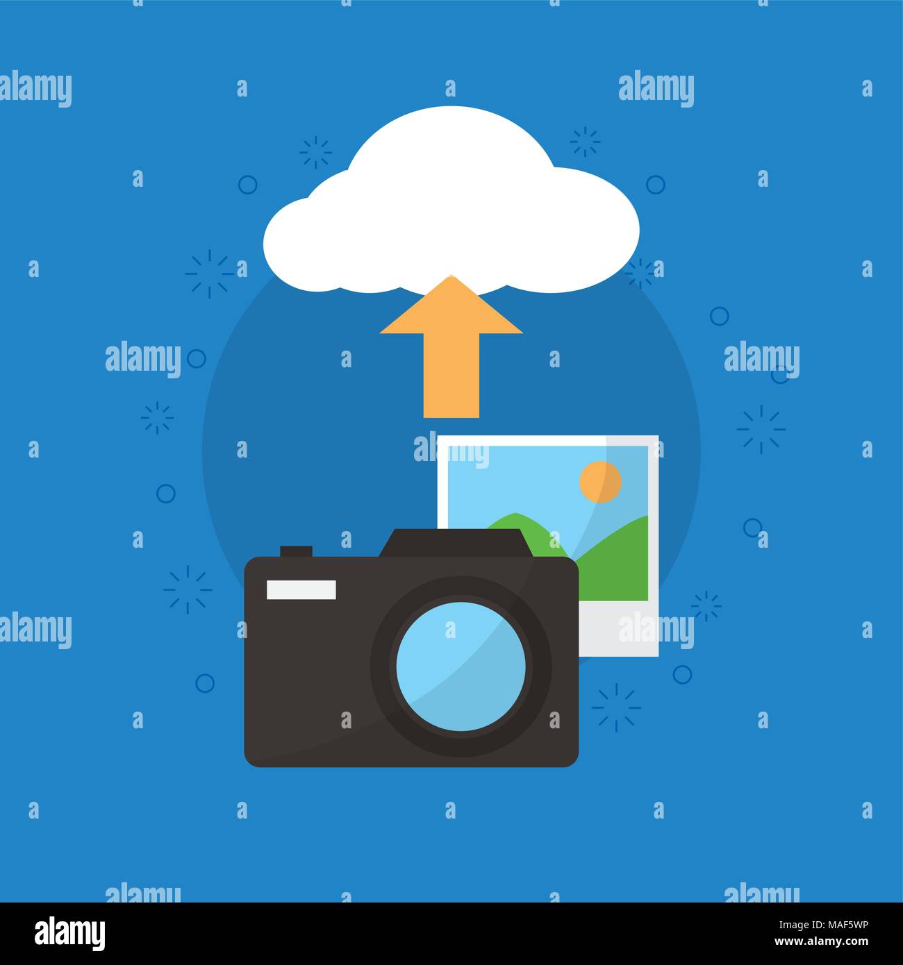 Upload and download photos from cloud vector illustration graphic ...