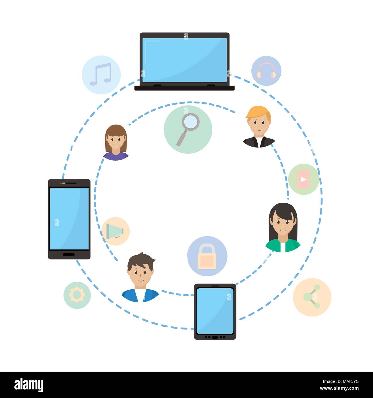 People and social media with electronic devices Stock Vector Image ...