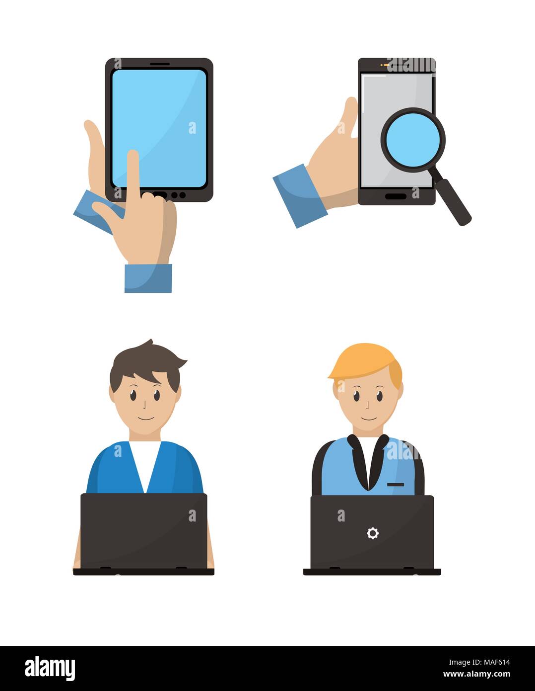 People using smartphone and laptop vector illustration graphic design ...
