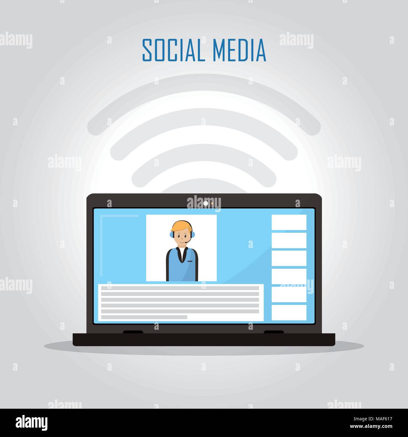 Social media on laptop vector illustration graphic design Stock Vector ...