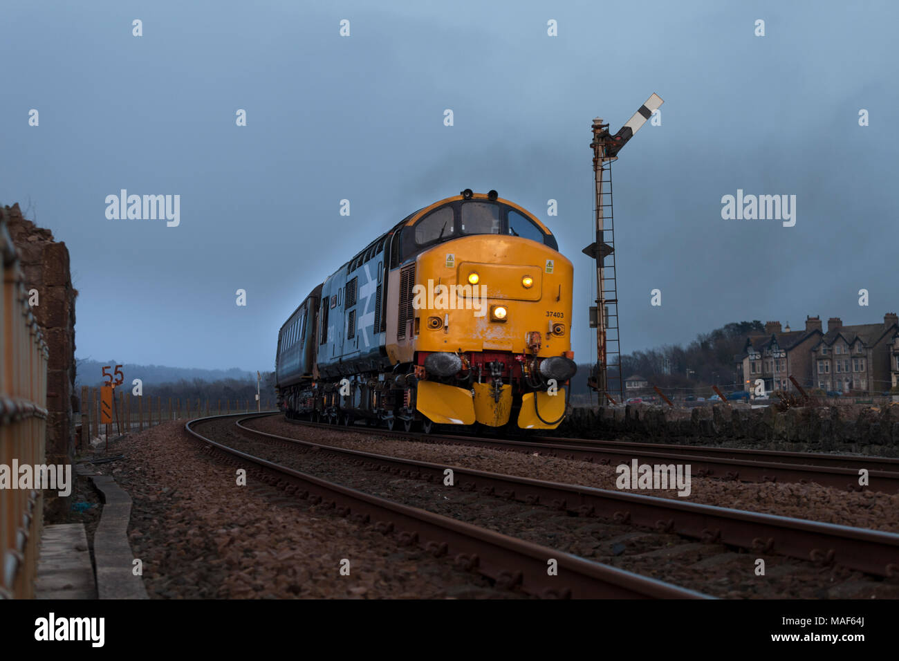 Direct rail Services class 37 locomotive 37403 at Arnside with Arriva ...