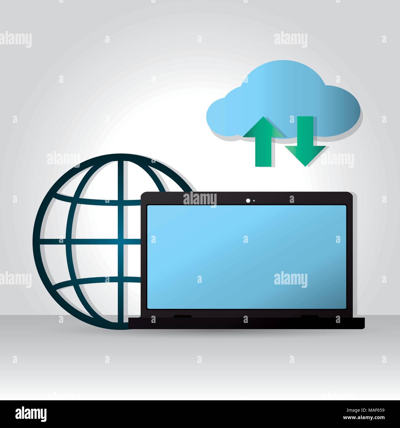 Cloud computing on laptop vector illustration graphic design Stock ...