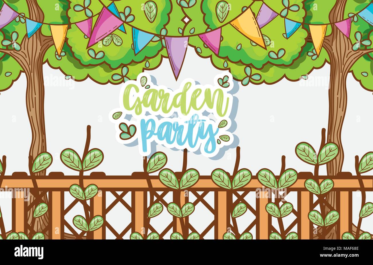 Garden party celebration cute cartoons vector illustration graphic ...