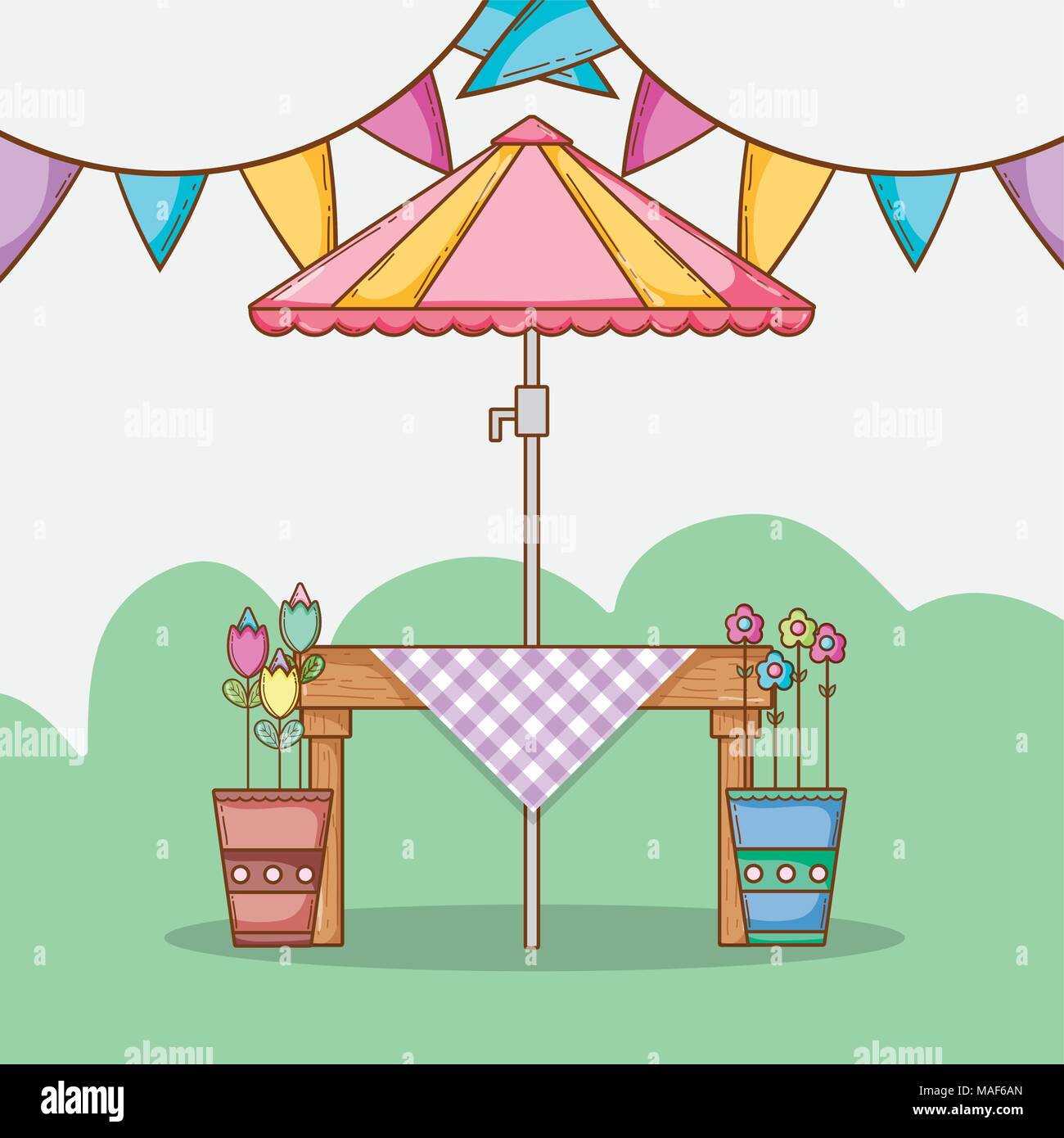 Garden party celebration cute cartoons vector illustration graphic ...