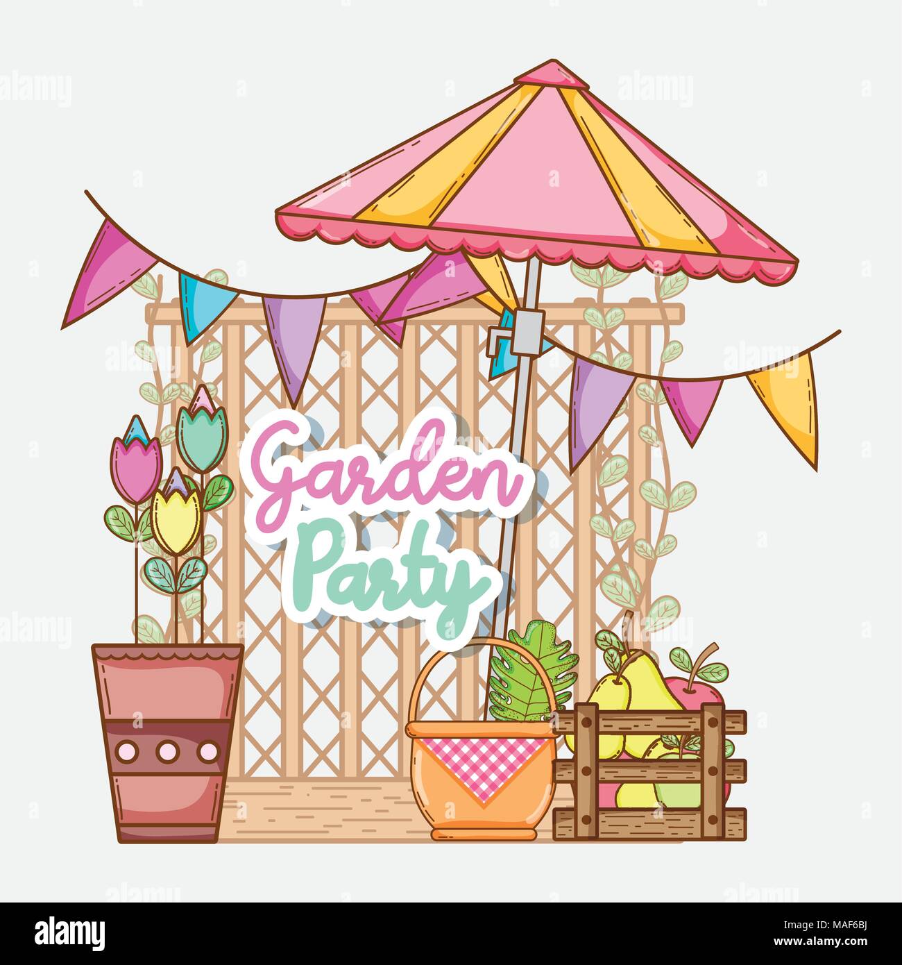 Garden party celebration cute cartoons vector illustration graphic ...