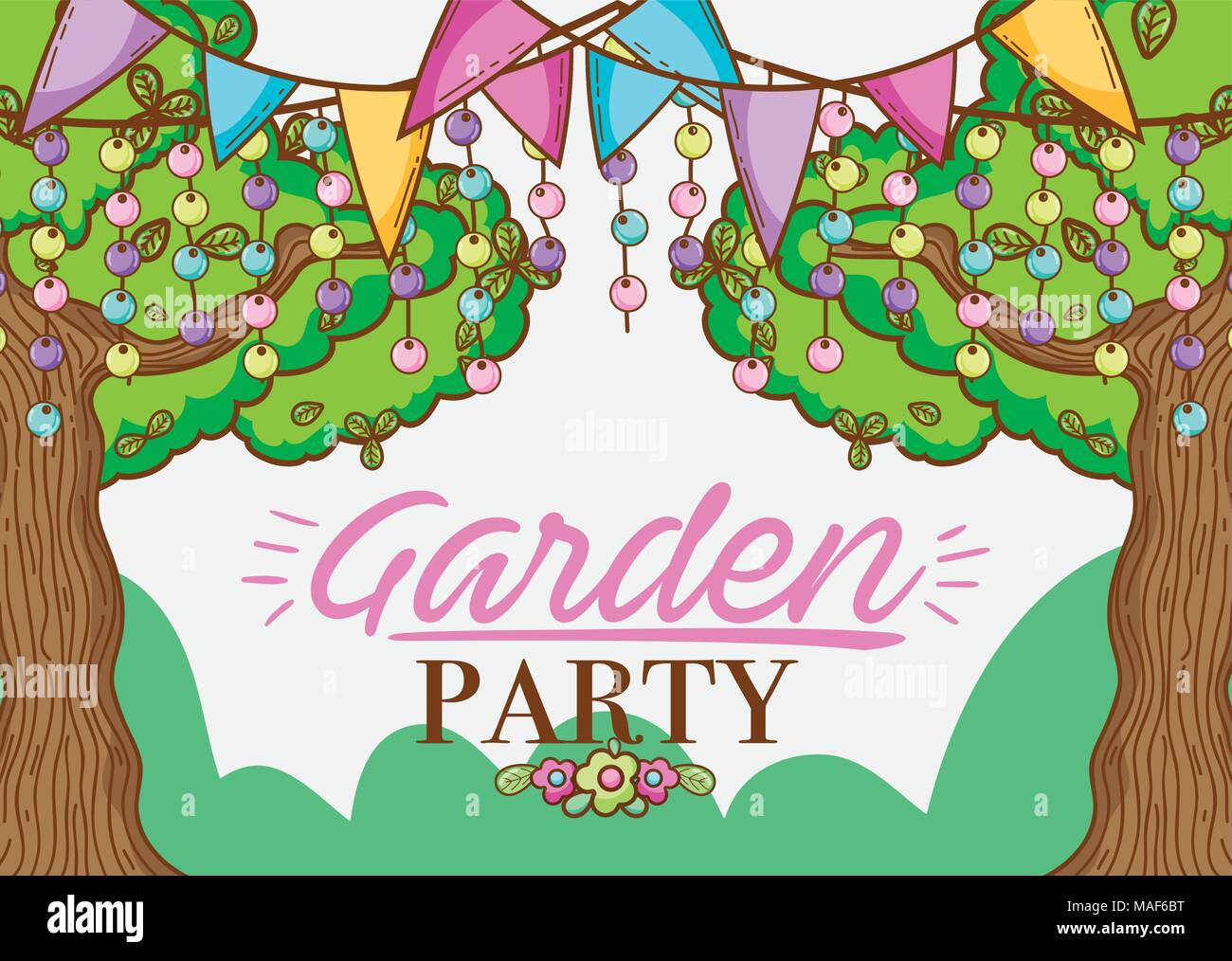 Garden party celebration cute cartoons vector illustration graphic ...