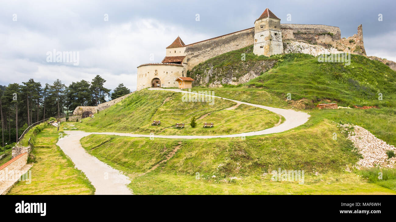 Panorama of the Rasnov castle in Romania Stock Photo - Alamy