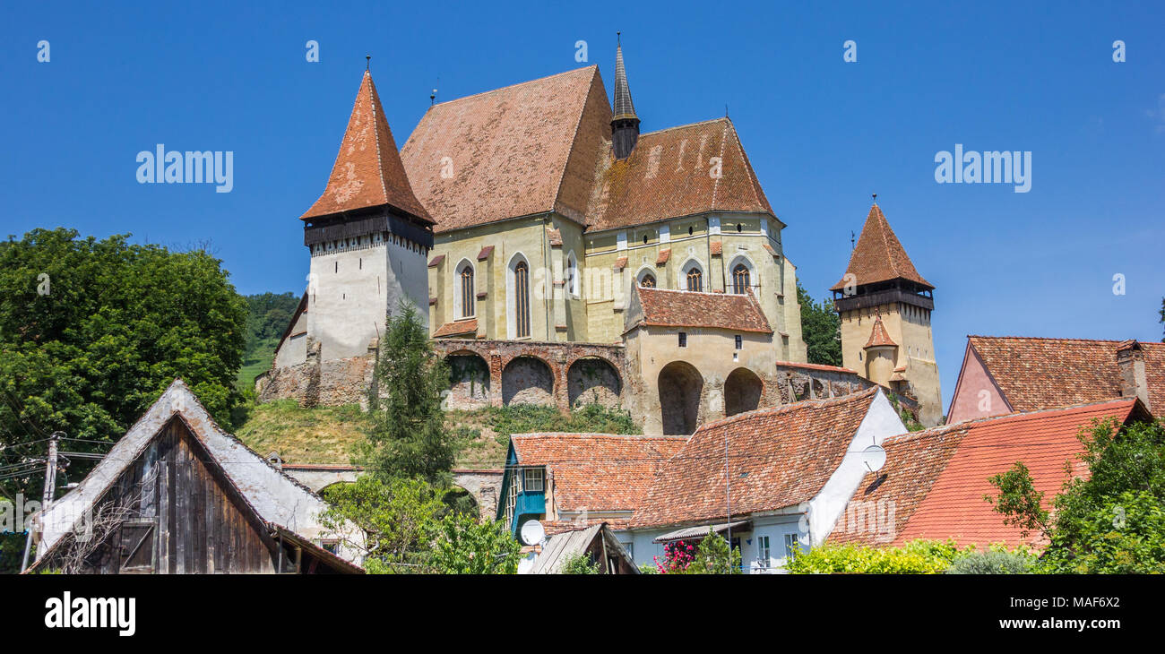 Panorama of the fortified church of Biertan, Romania Stock Photo - Alamy