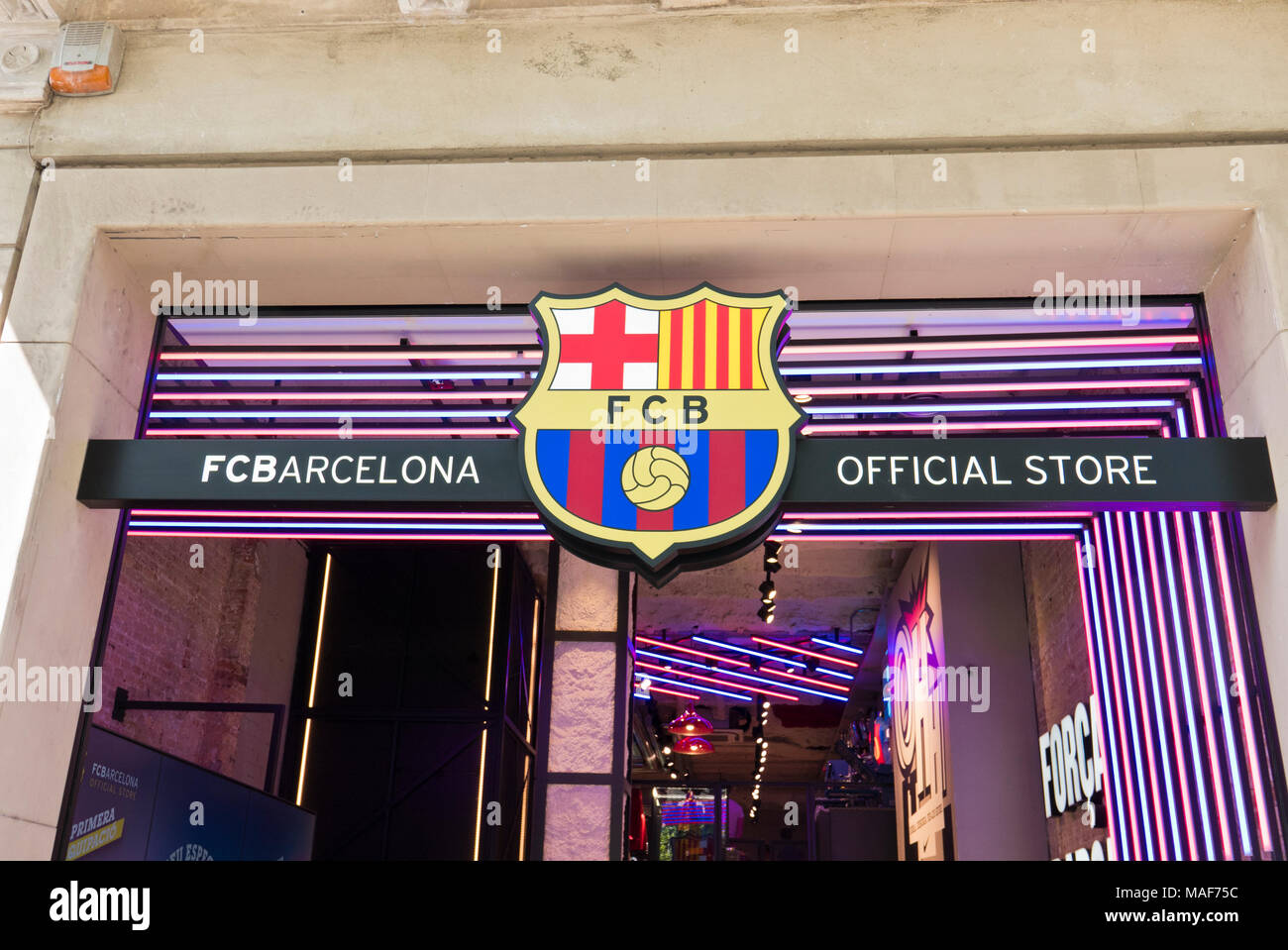 F.C.B official store in Barcelona, Spain Stock Photo - Alamy