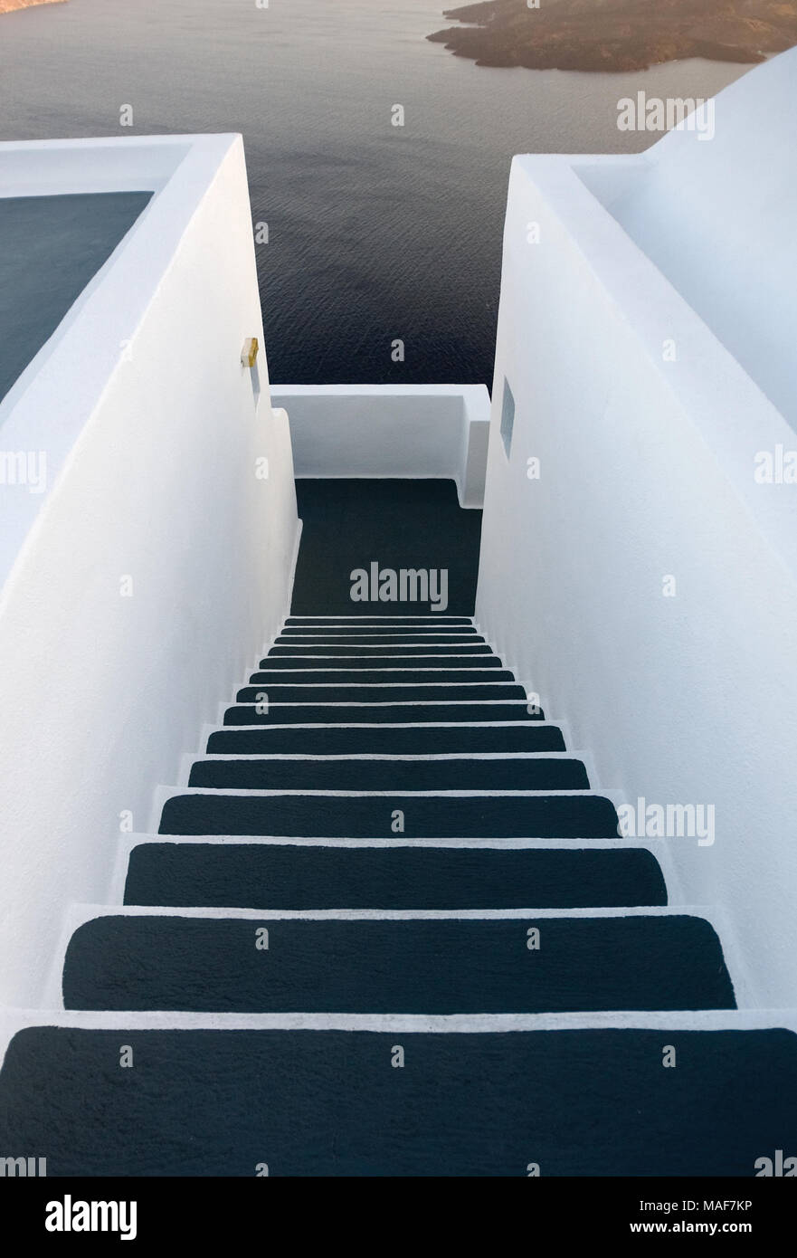 Symmetry in outdoor stairs in Santorini island, in Cyclades complex ...