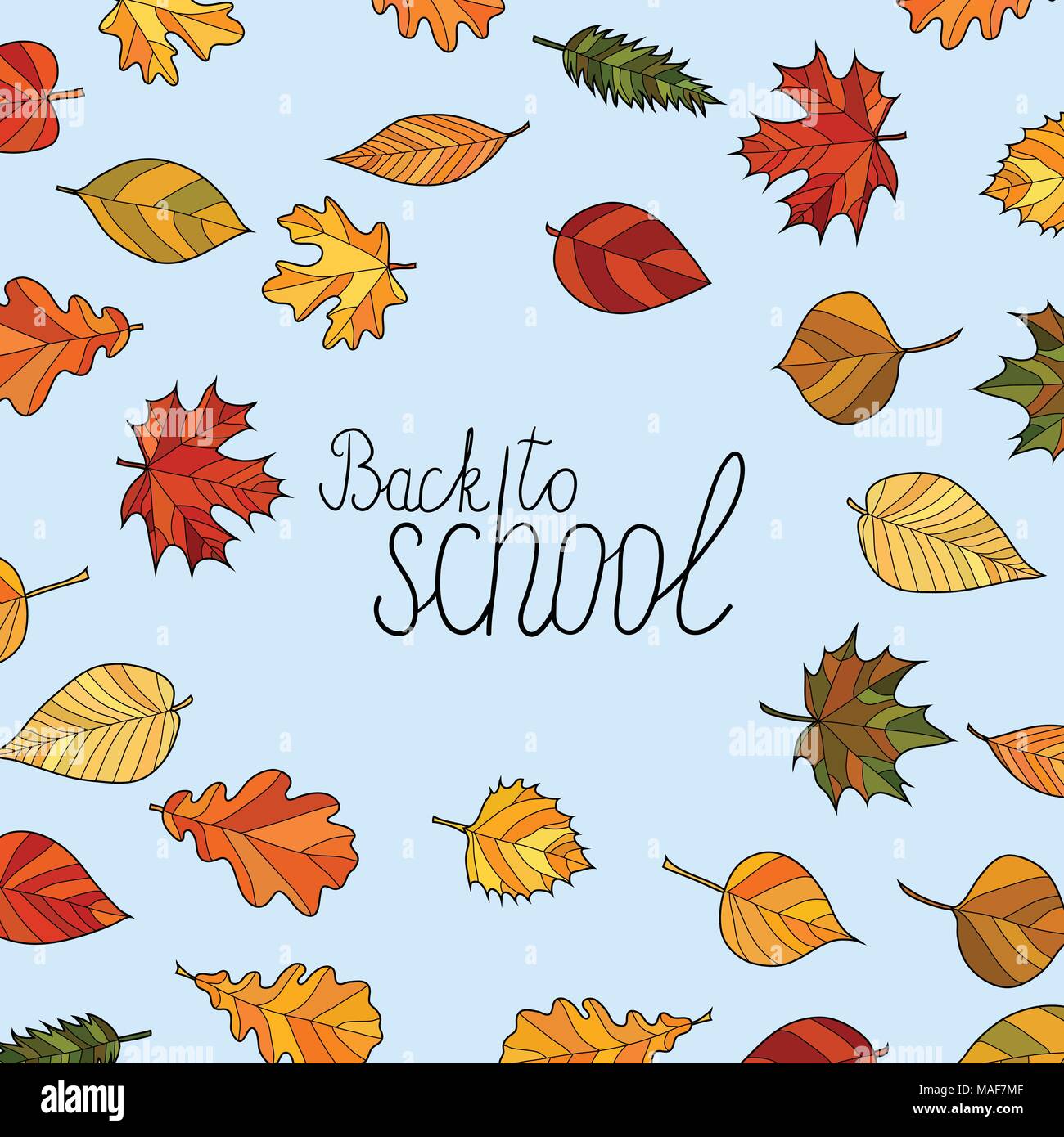 abstract vector doodle autumn leaves background - back to school Stock ...