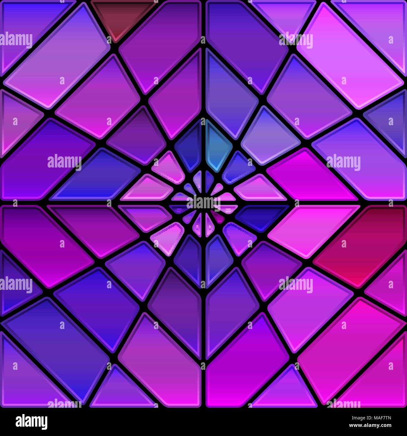 abstract vector stained-glass mosaic background - violet rhombus Stock ...