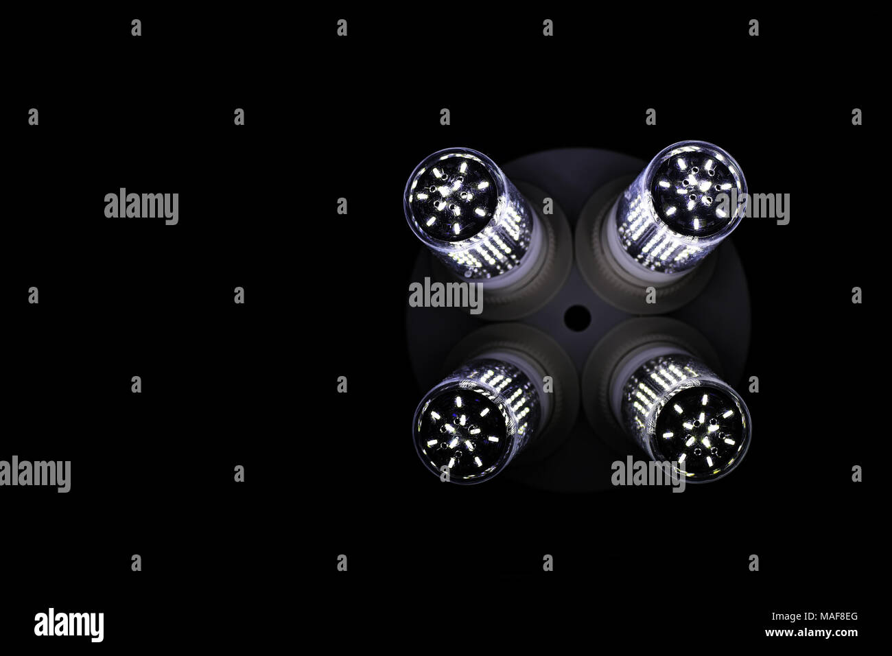 LED elements in the lamp. Lamps with diodes. Many bright lights from ...