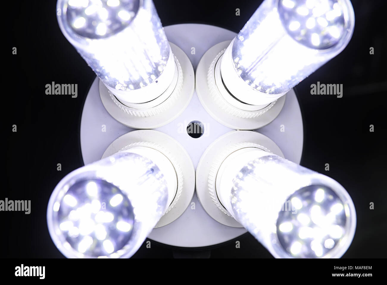 LED elements in the lamp. Lamps with diodes. Many bright lights from ...