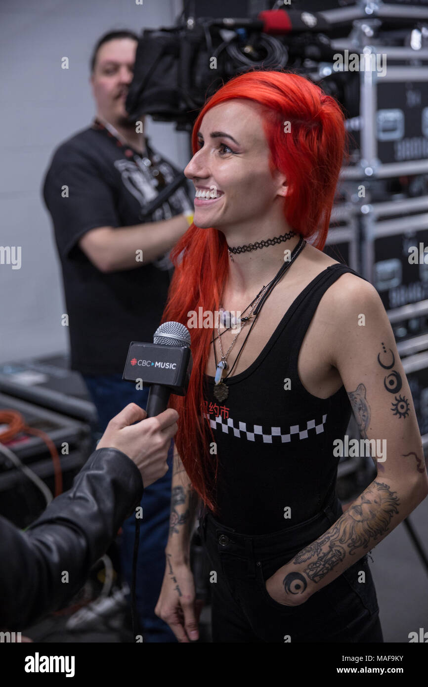 Singer Lights talks to the press during her performance rehearsal prior ...