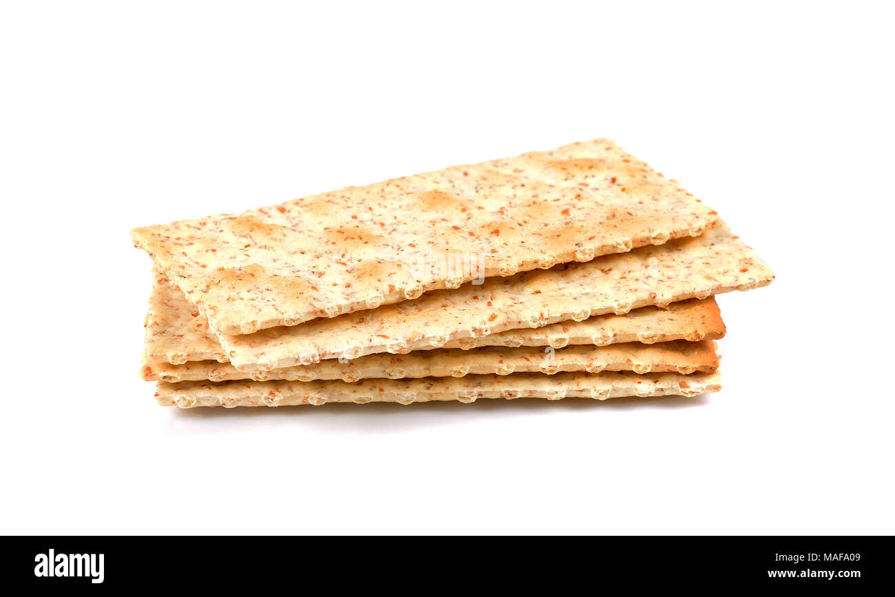 stack of square crackers isolated on white background. Dry cracker ...