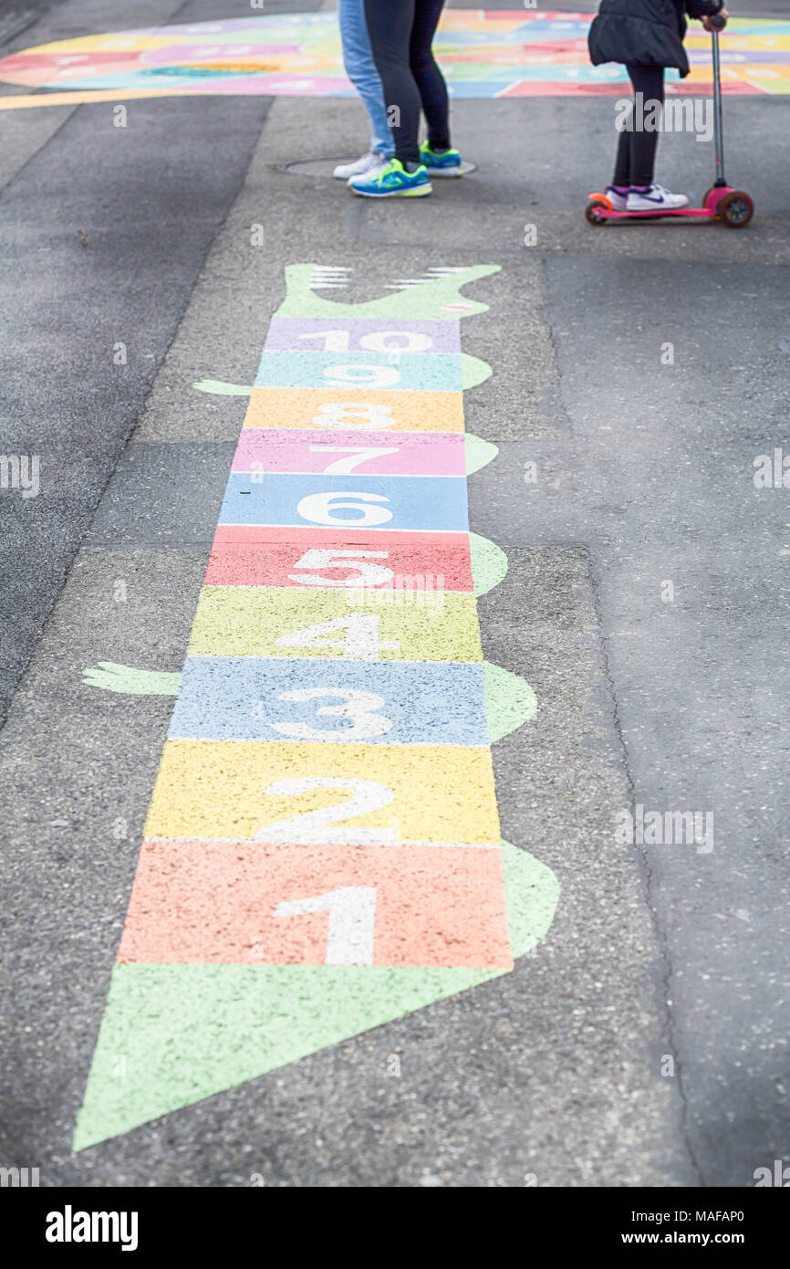 Children play school hopscotch hi-res stock photography and images - Alamy
