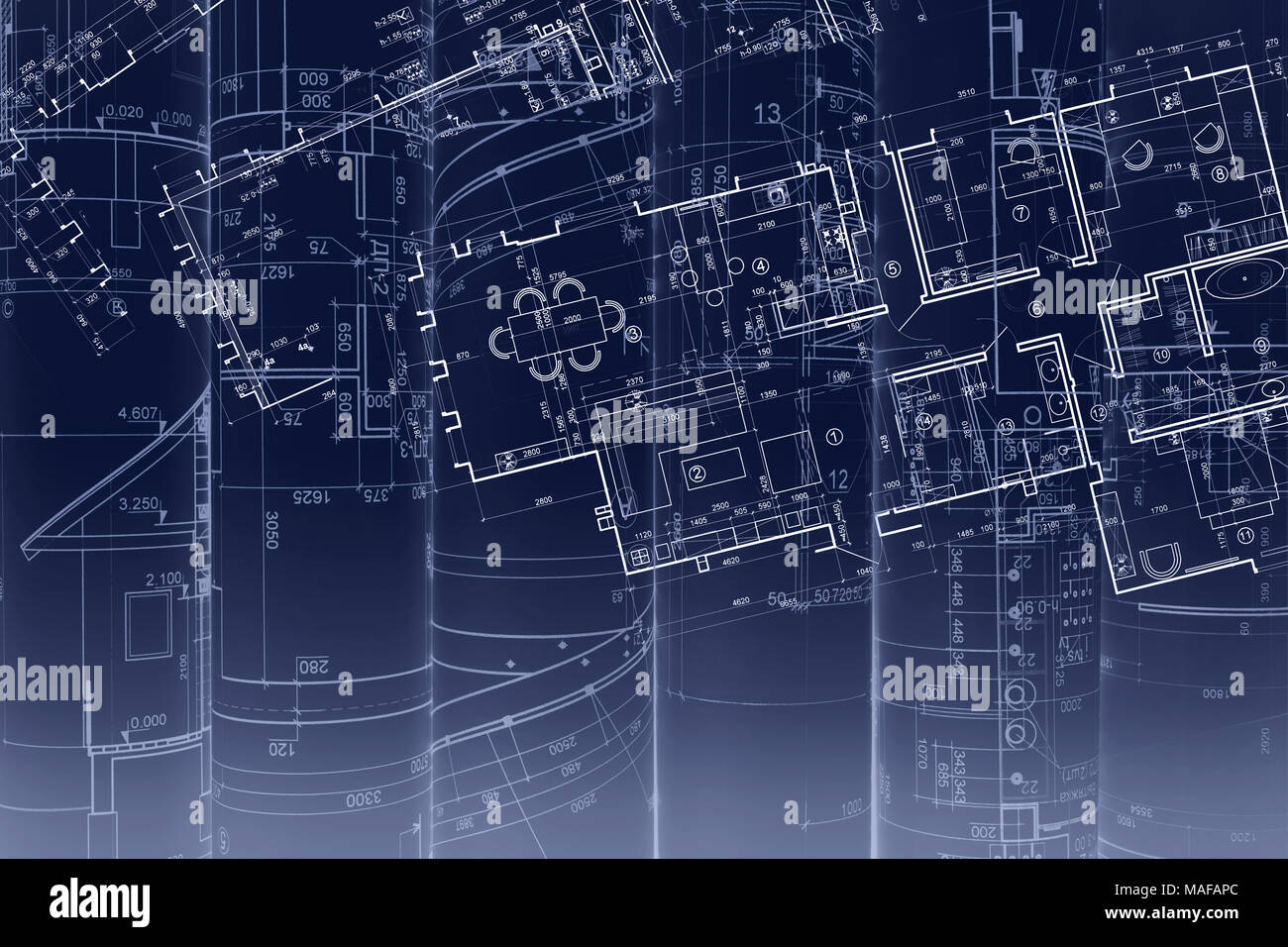 architectural plans, technical projects and blueprints. toned image ...